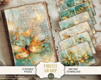 Spring Swamp Junk Journal Pages, 6 Digital Scrapbook Pages, 11 X 8.5 ...