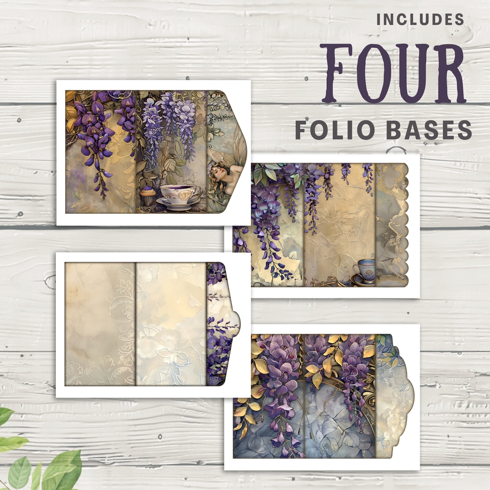 Wisteria Junk Journal Folio, 16 Digital Mix and Match Pages and Pockets ...