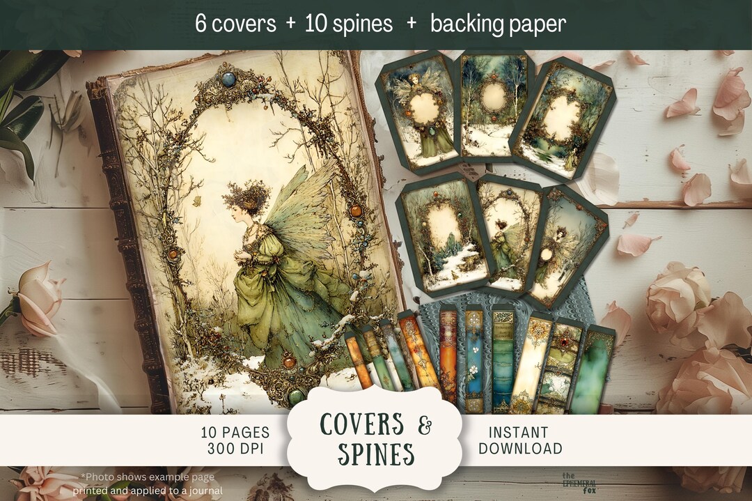 Cover Kit: Midwinter Fairytale Junk Journal Covers & Spines Digital ...