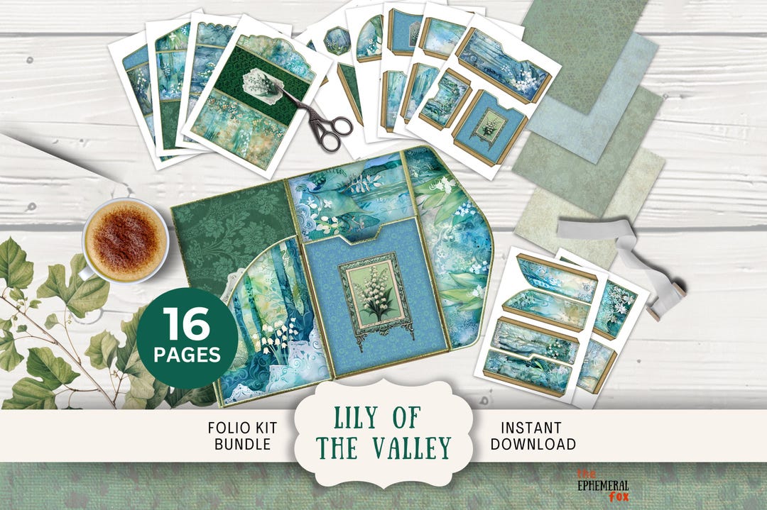 Lily of the Valley Junk Journal Folio Kit, 16 Digital Mix 'n Match ...