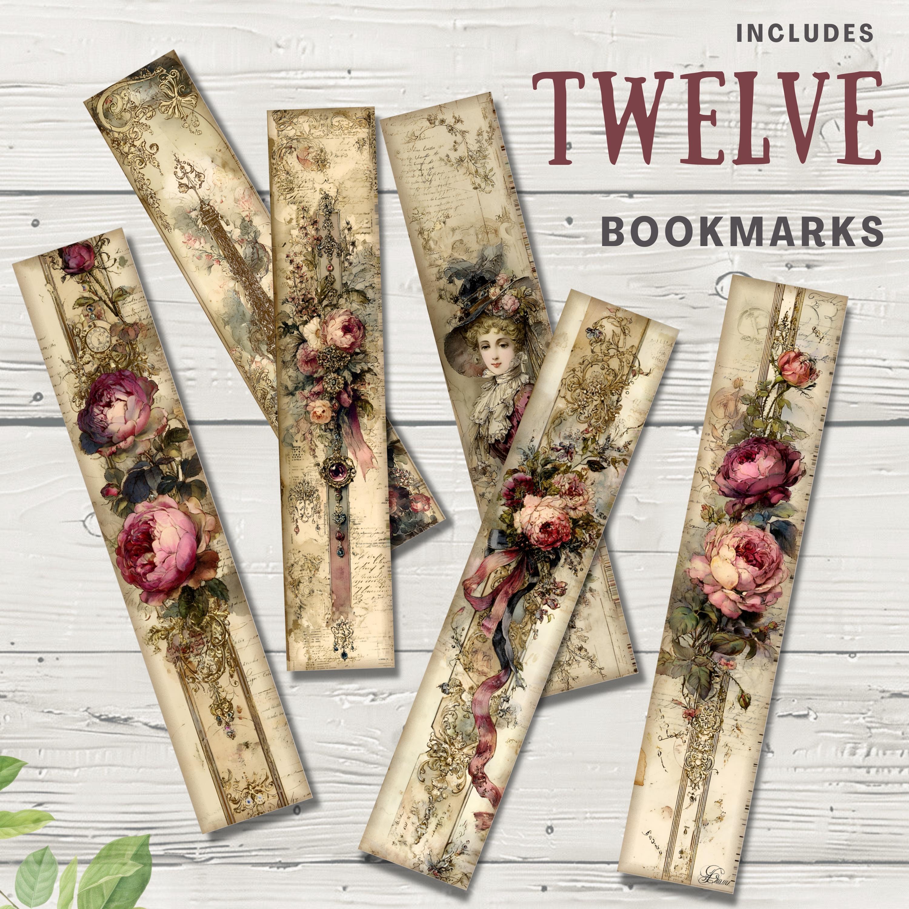 French Romance Printable Bookmarks, Junk Journal Digital Reader Library ...