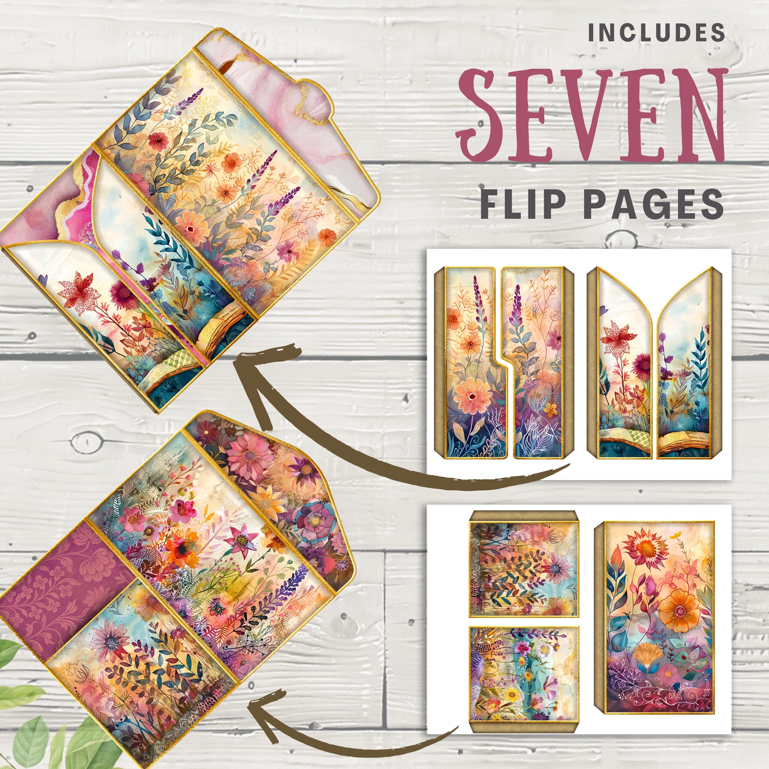 Meadow Wildflower Junk Journal Folio, 16 Digital Mix and Match Pages ...