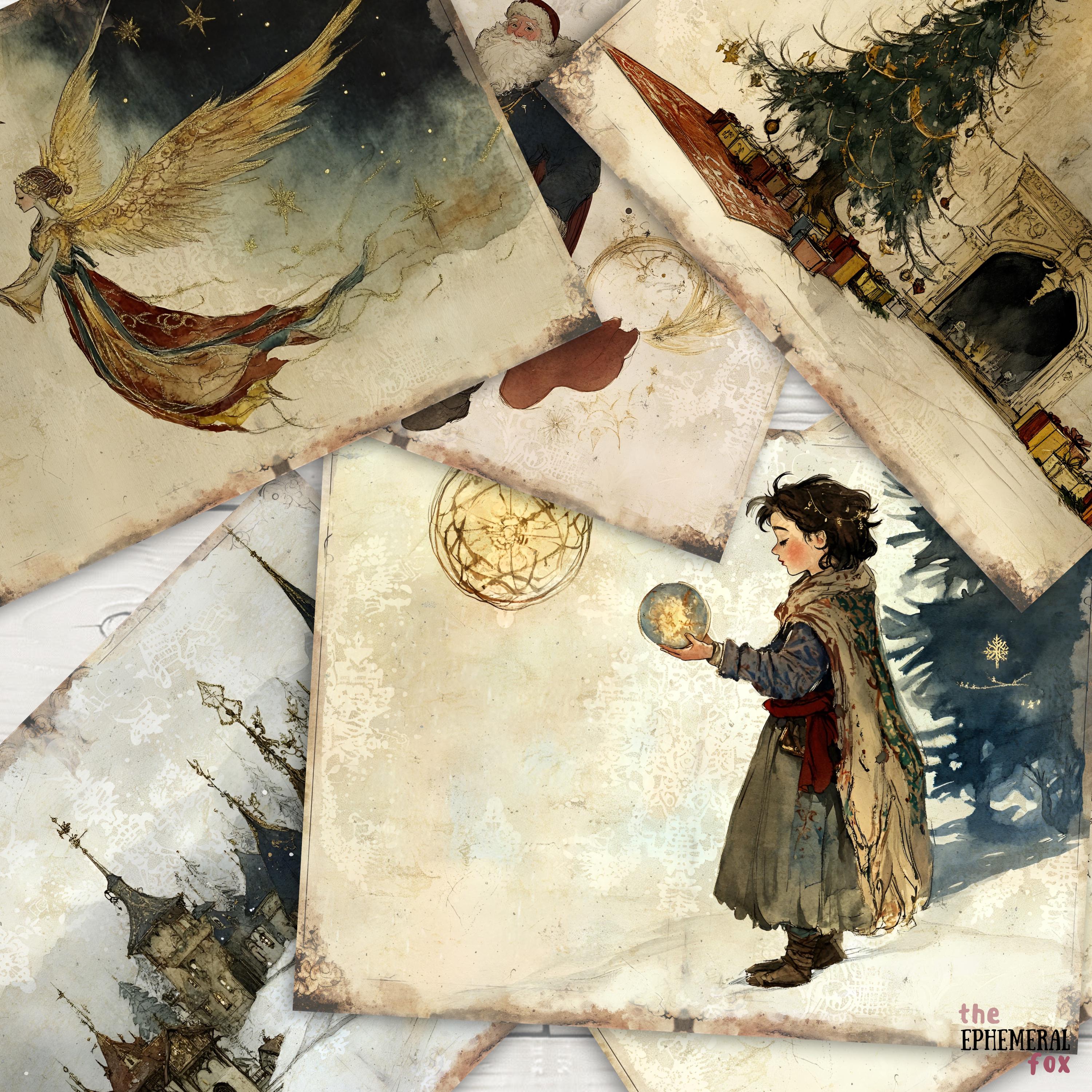 Storybook Whimsical Christmas Junk Journal Pages 6 Digital Scrapbook ...