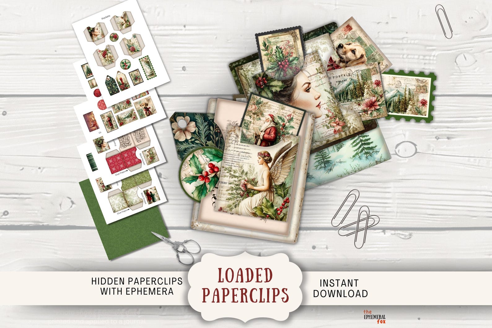 Hidden Paperclips Junk Journal Printable Loaded Paper Clips, Christmas ...