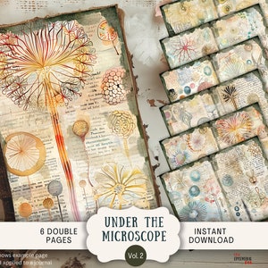 Under the Microscope Junk Journal Pages, 6 Digital Scrapbook Pages, 11 ...