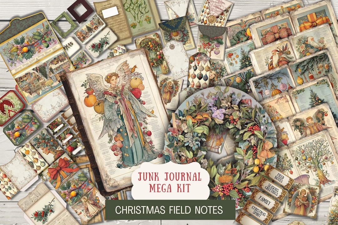 Christmas Field Notes BUNDLE Junk Journal Kit Printable Papers Tags ...