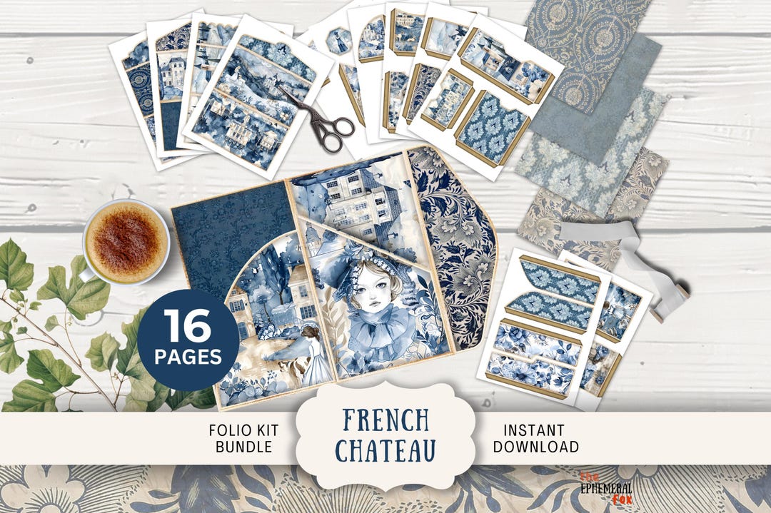French Chateau Junk Journal Folio, 16 Digital Mix and Match Pages ...