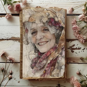 Hippie Old Lady Junk Journal Pages 6 Digital Scrapbook Paper 11 X 8.5 ...