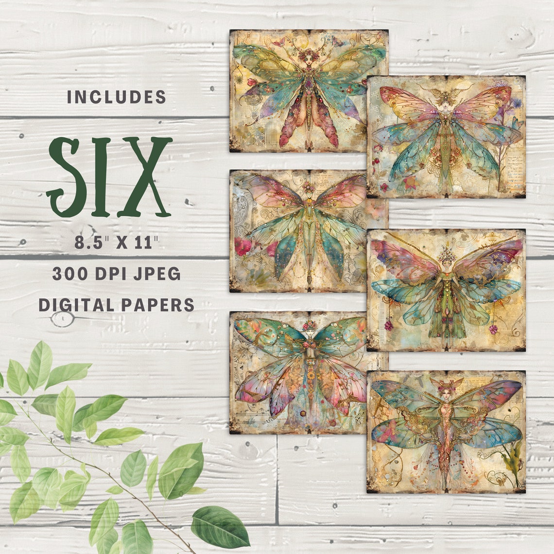 Insect Queen Junk Journal Pages, 6 Digital Scrapbook Pages 11 X 8.5 Art ...