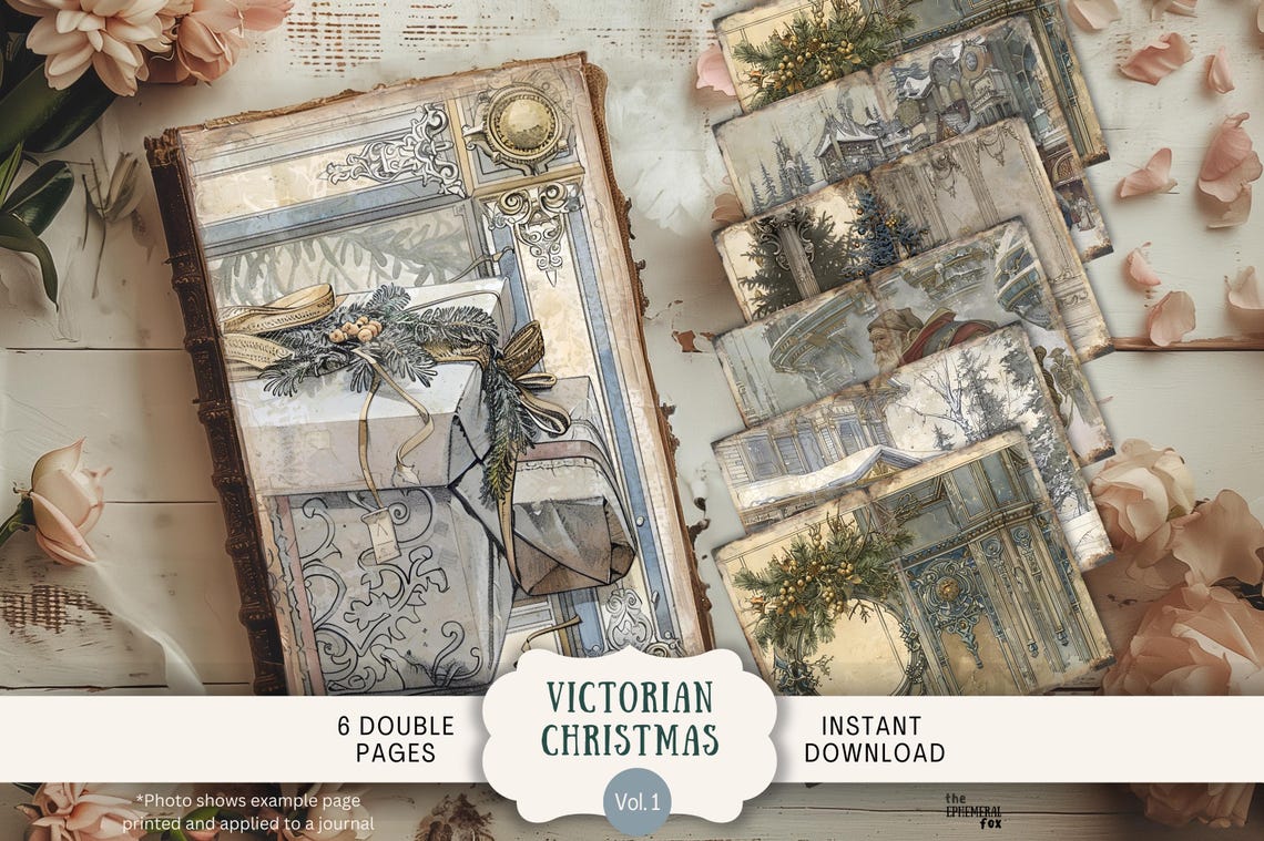 Slightly Steampunk Vintage Christmas Junk Journal Pages 6 Digital ...