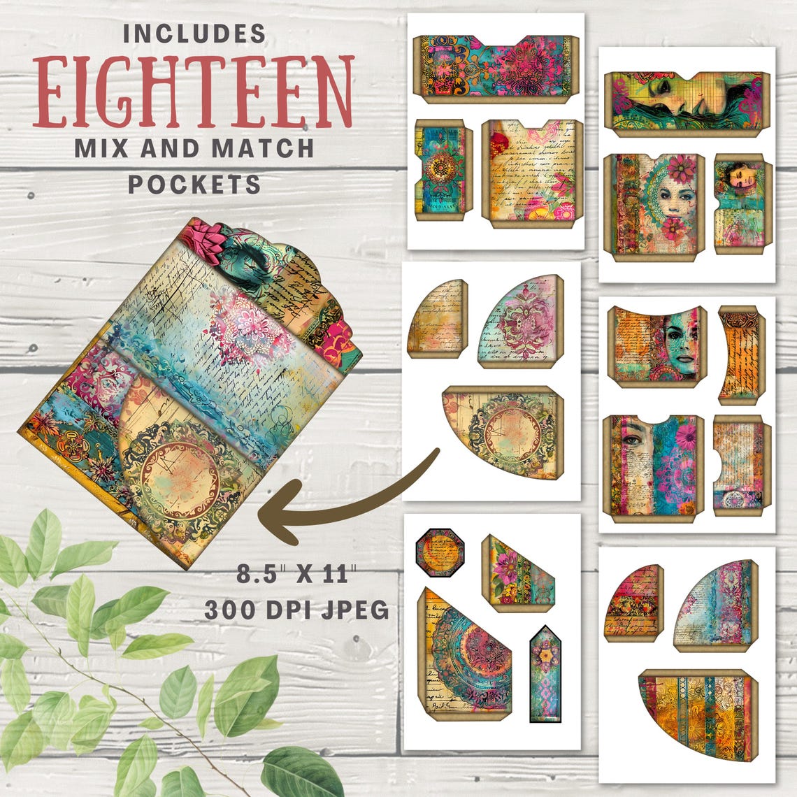 Hippie Batik Junk Journal Folio, 16 Digital Mix and Match Pages and ...