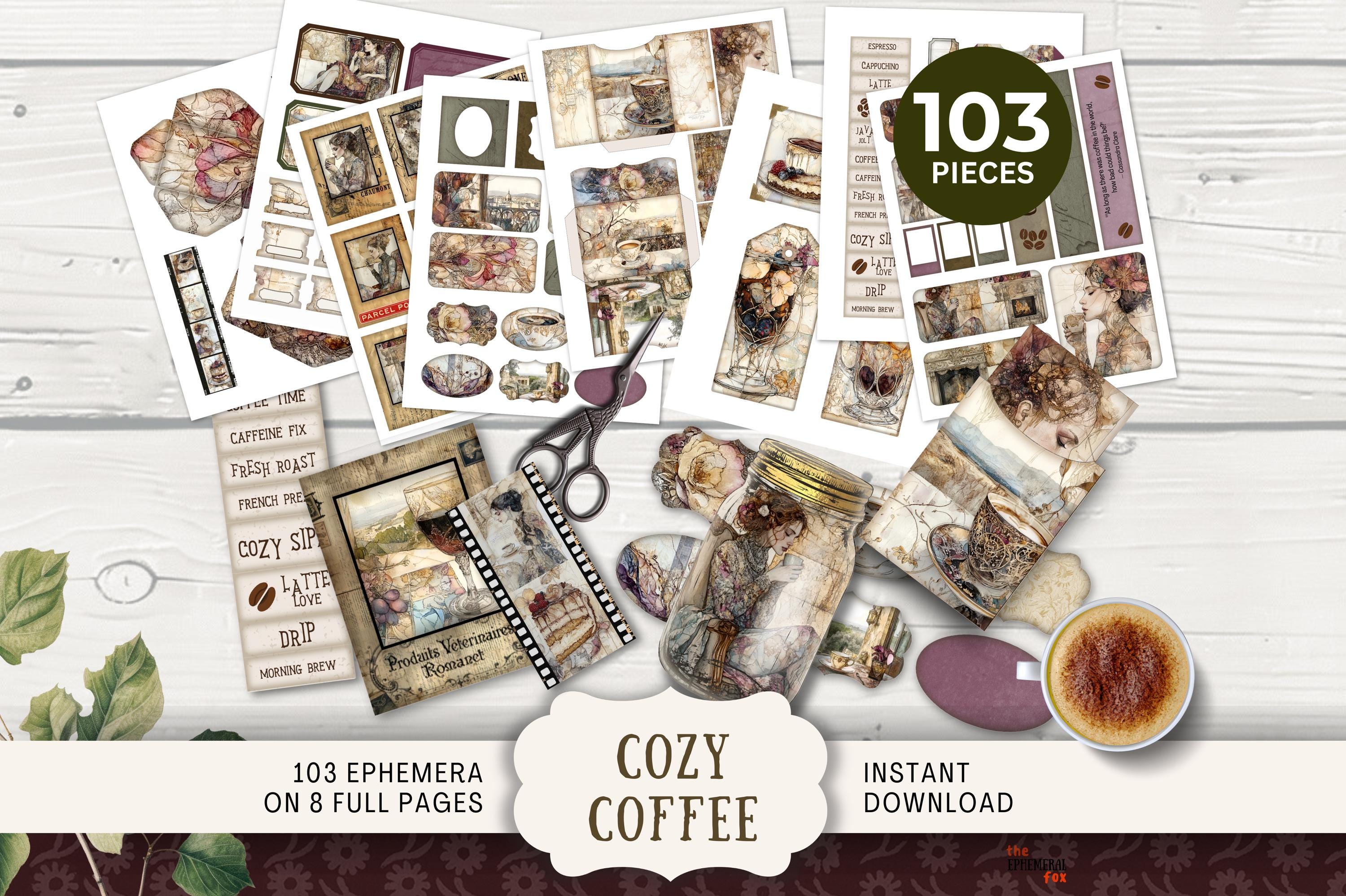 Cozy Coffee Junk Journal Kit BUNDLE Digital Scrapbook Printable ...