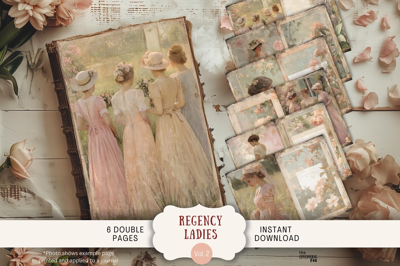 Regency Era Junk Journal Pages 6 Digital Scrapbook Papers 11 X 8.5" Art ...