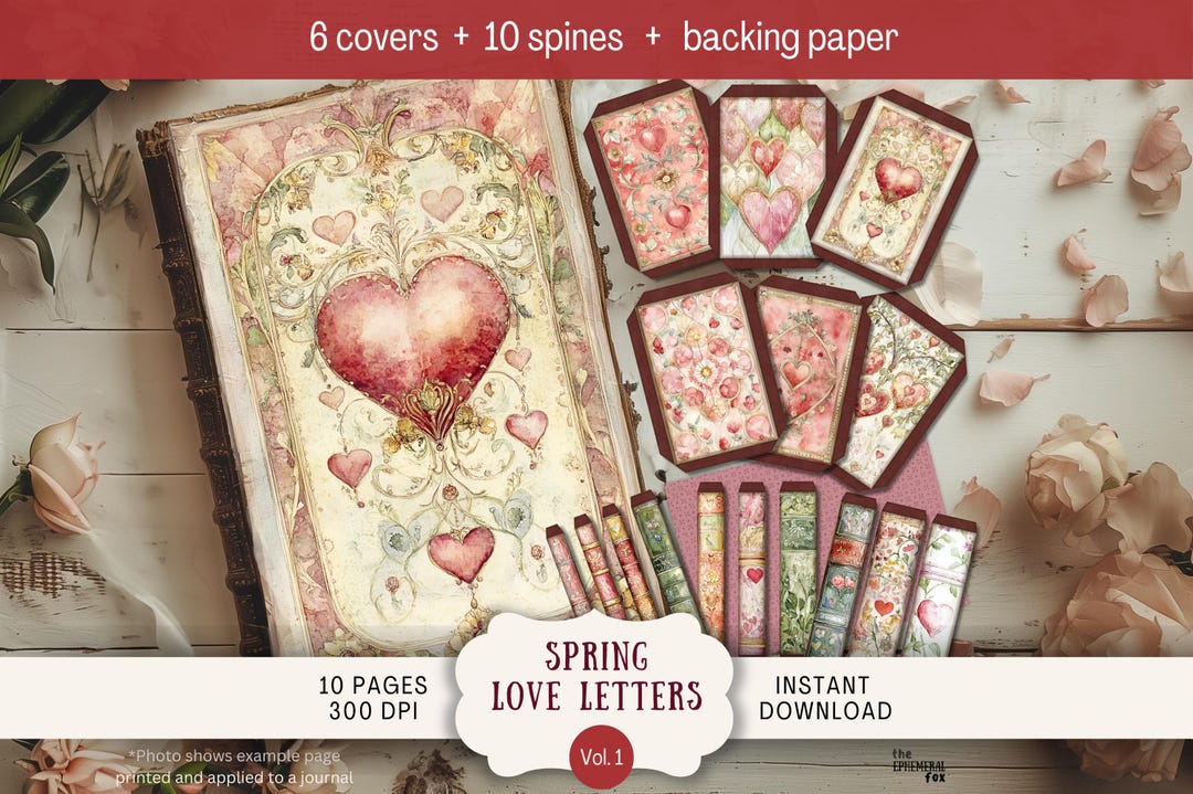 Cover Kit: Spring Love Letter Junk Journal Covers & Spines US Letter ...