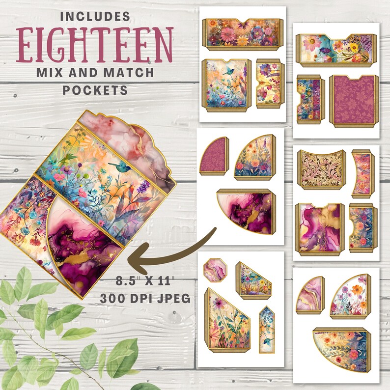 Meadow Wildflower Junk Journal Folio, 16 Digital Mix and Match Pages ...