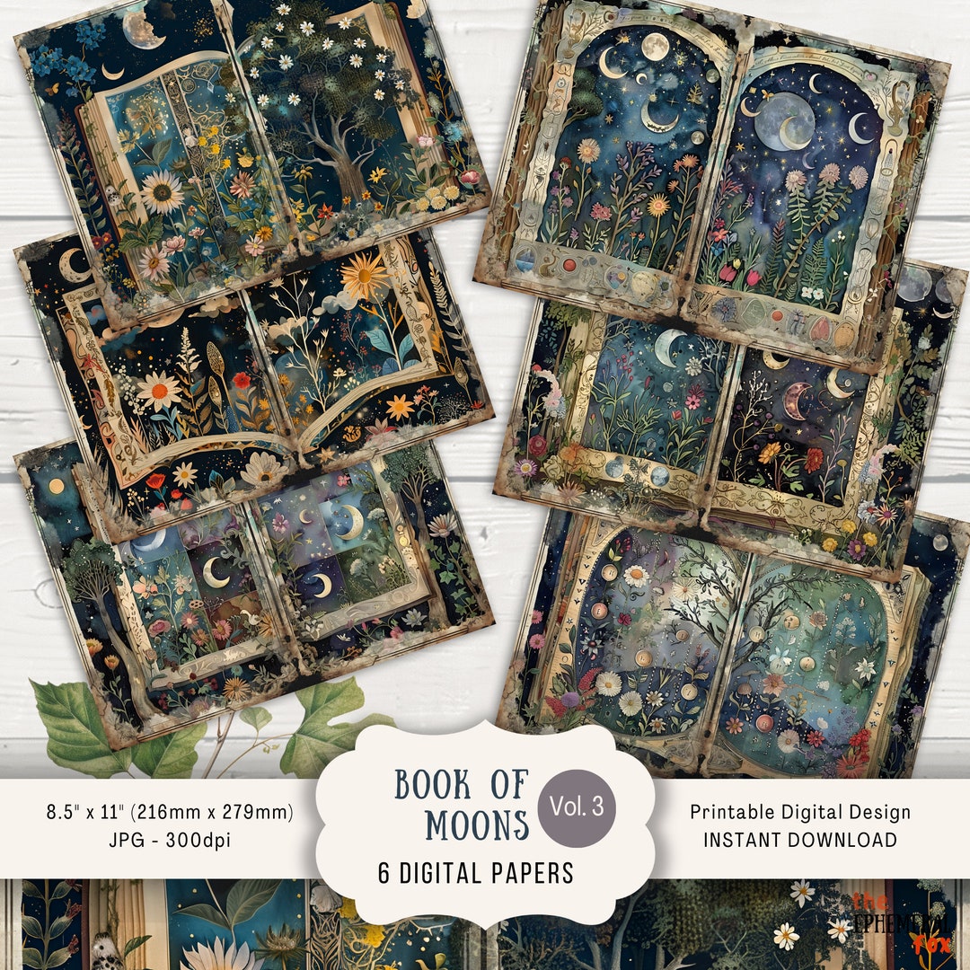 Moon Book Pages 6 Digital Scrapbook Pages 11 X 8.5 Printable Journal ...