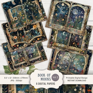 Moon Book Pages 6 Digital Scrapbook Pages 11 X 8.5" Printable Journal ...