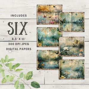 Spring Swamp Junk Journal Pages, 6 Digital Scrapbook Papers, 11 X 8.5 ...