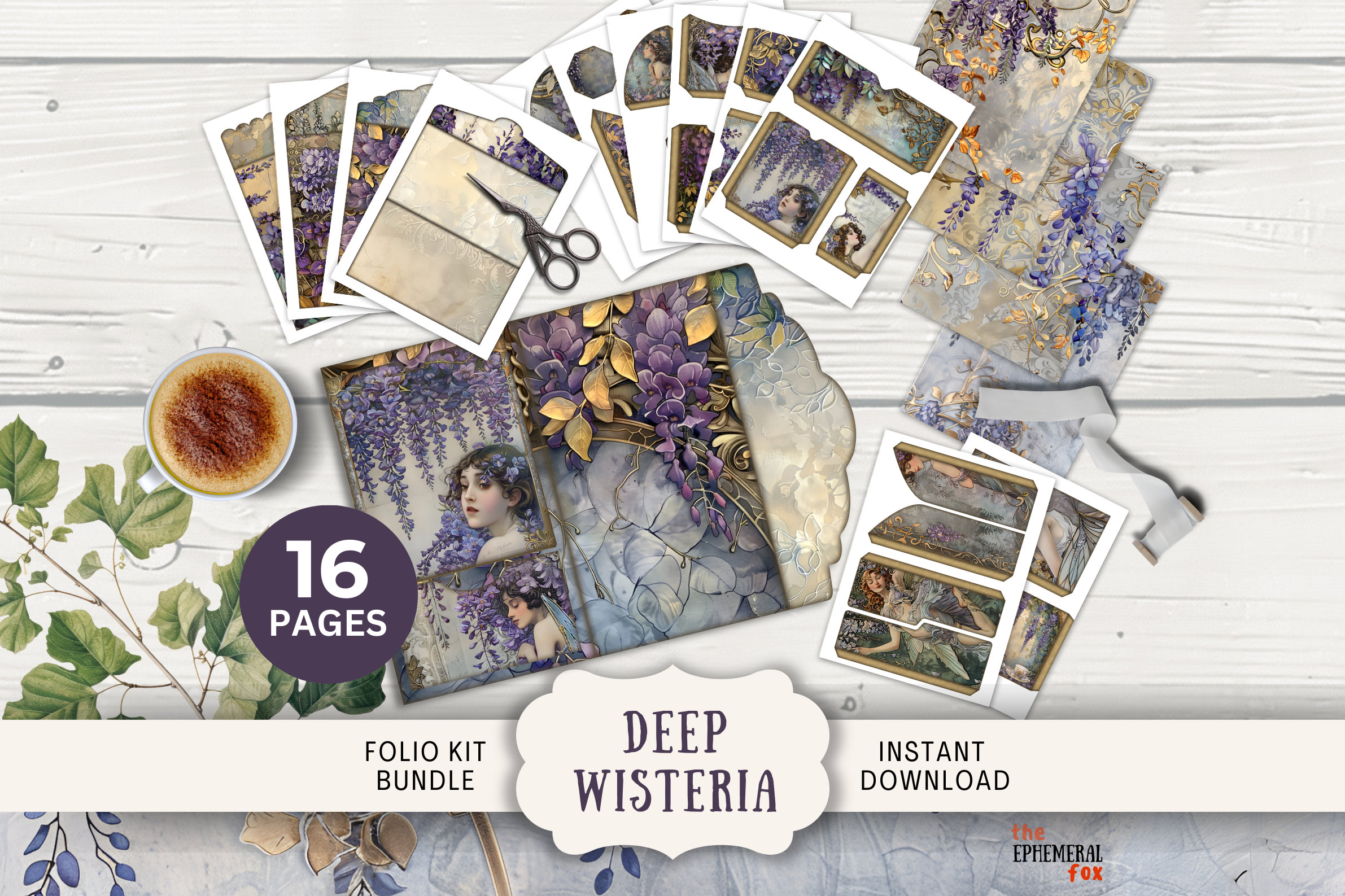 Wisteria Junk Journal Folio, 16 Digital Mix and Match Pages and Pockets ...