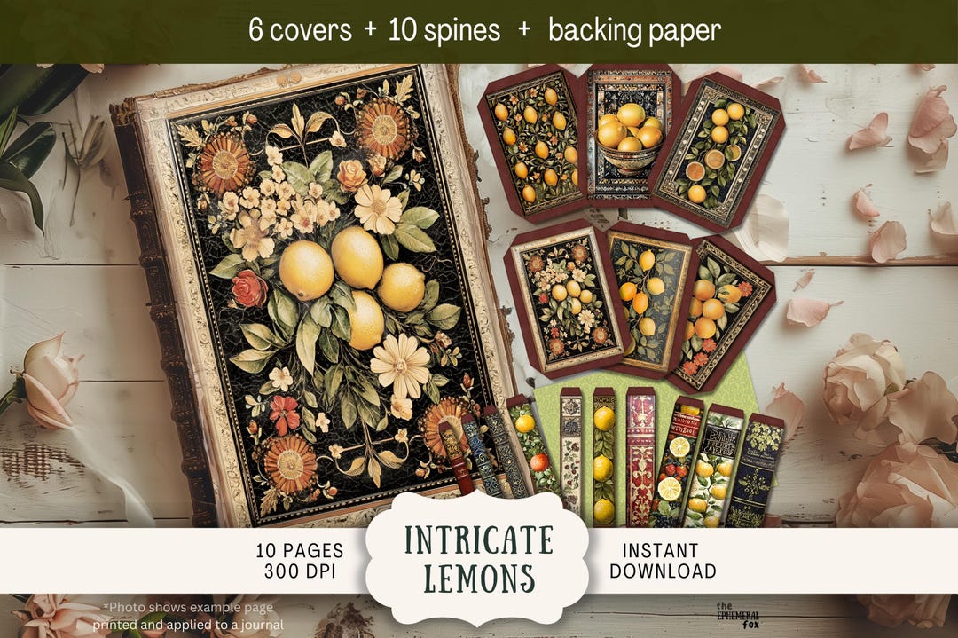 Cover Kit: Vintage Lemons Junk Journal Covers & Spines Digital Book ...