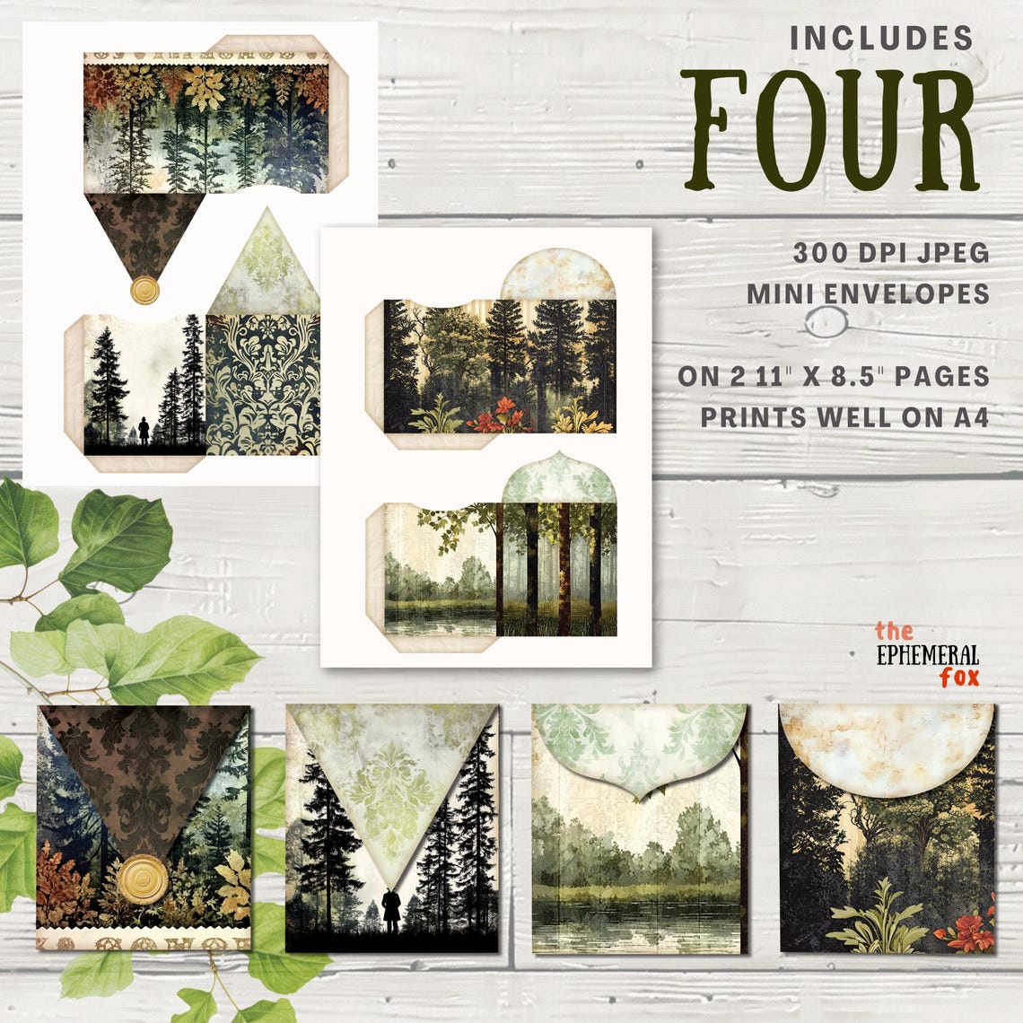 Grungy Forest Junk Journal Ephemera Tags and Envelopes 4 Digital ...