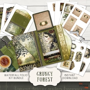 Grungy Forest Waterfall Junk Journal Folio Kit Digital Mix & Match ...