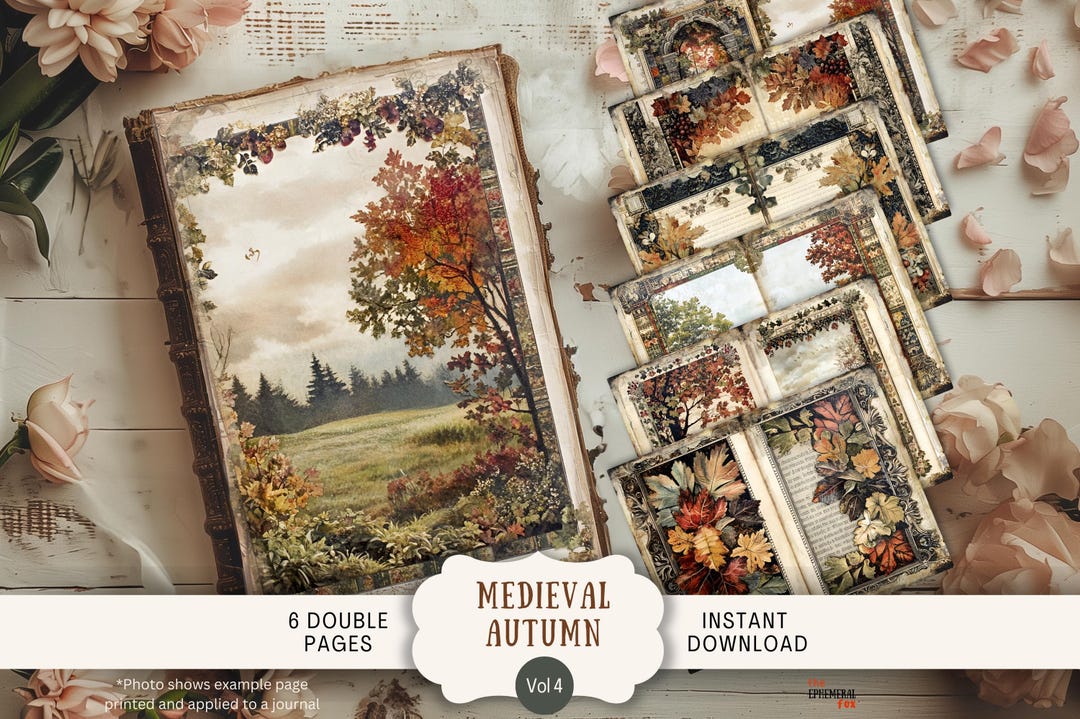 Medieval Autumn Junk Journal Pages 6 Digital Scrapbook Papers Printable ...