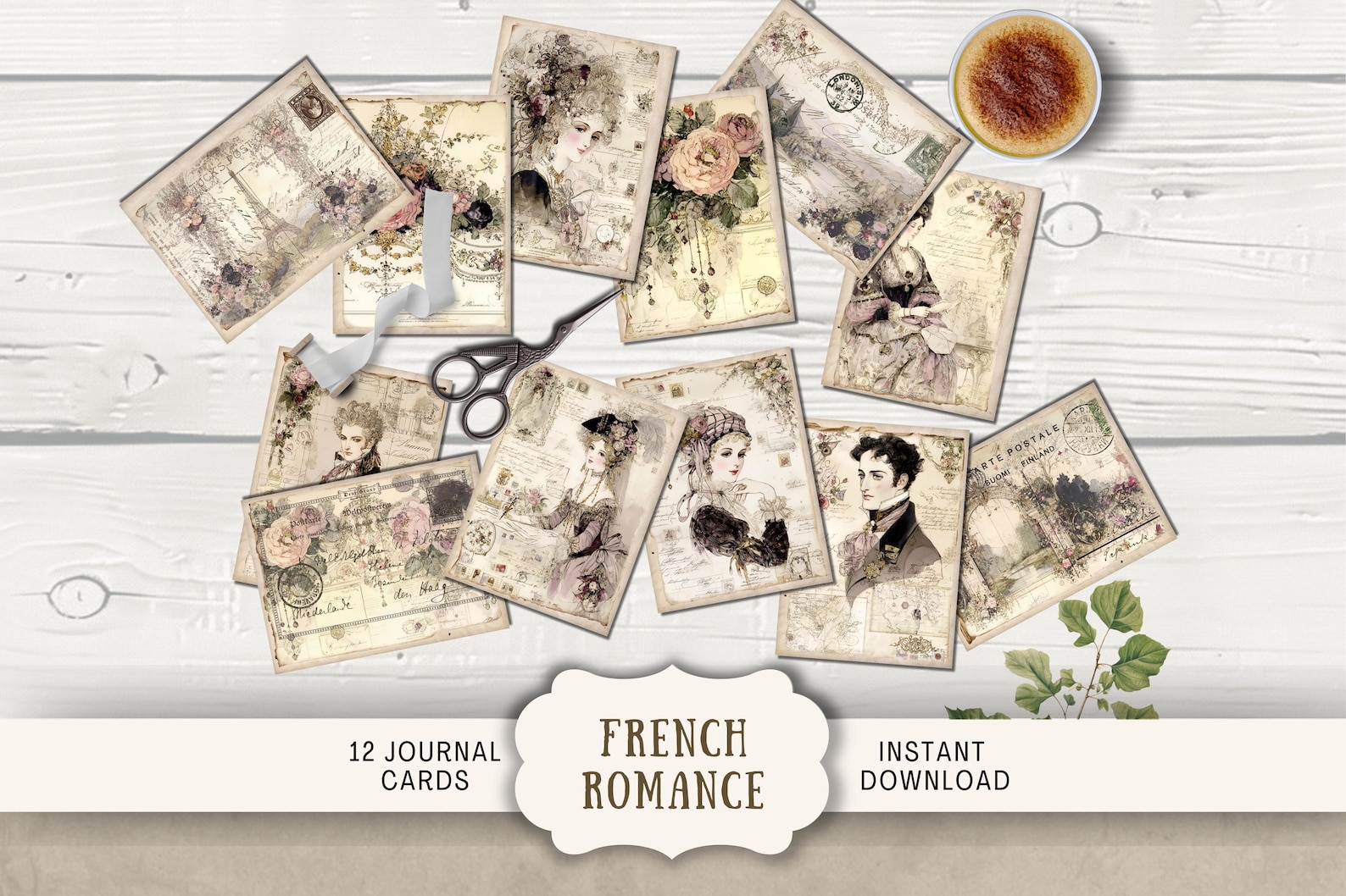 French Romance BUNDLE Junk Journal Kit Printable Papers Tags Tickets ...