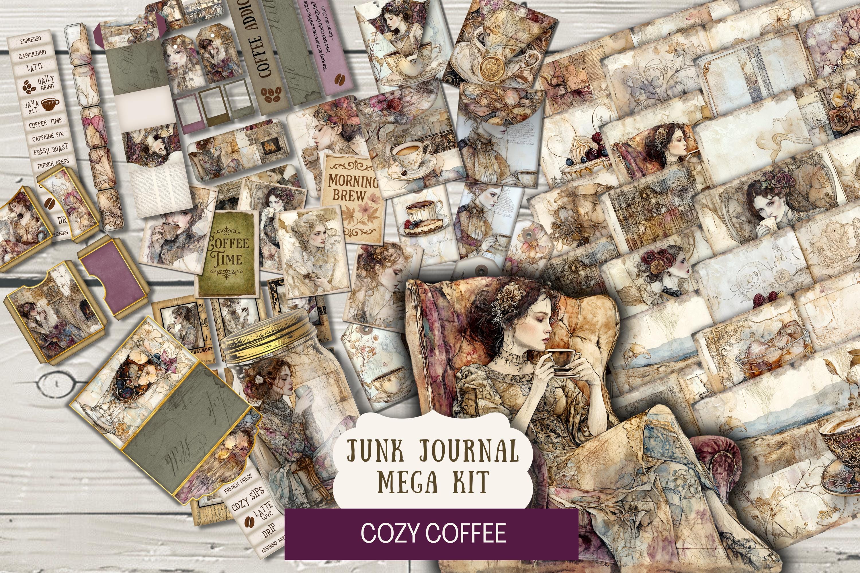 Cozy Coffee Junk Journal Kit BUNDLE Digital Scrapbook Printable ...