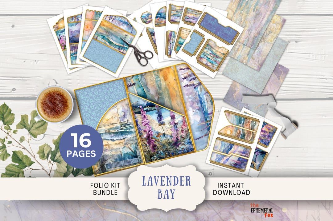 Lavender Bay Junk Journal Folio 16 Digital Mix and Match Pages and ...