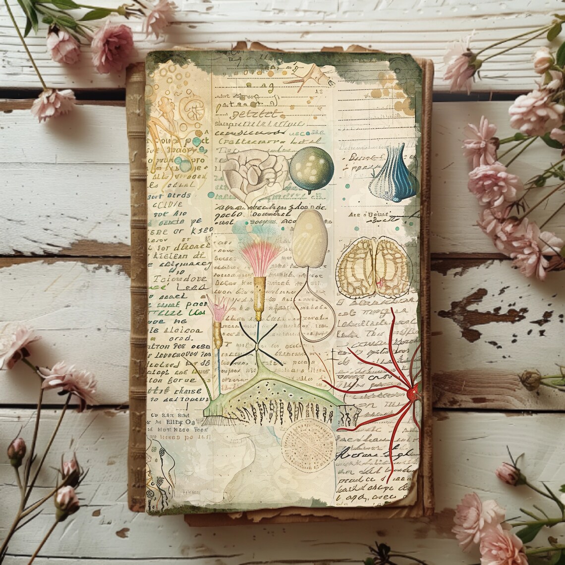 Under the Microscope Junk Journal Pages, 6 Digital Scrapbook Pages, 11 ...