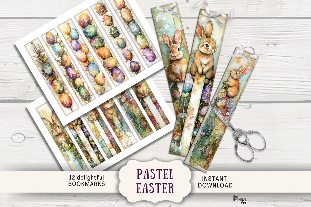 Rainbow Pastel Easter Printable Bookmarks, Junk Journal Digital Reader ...