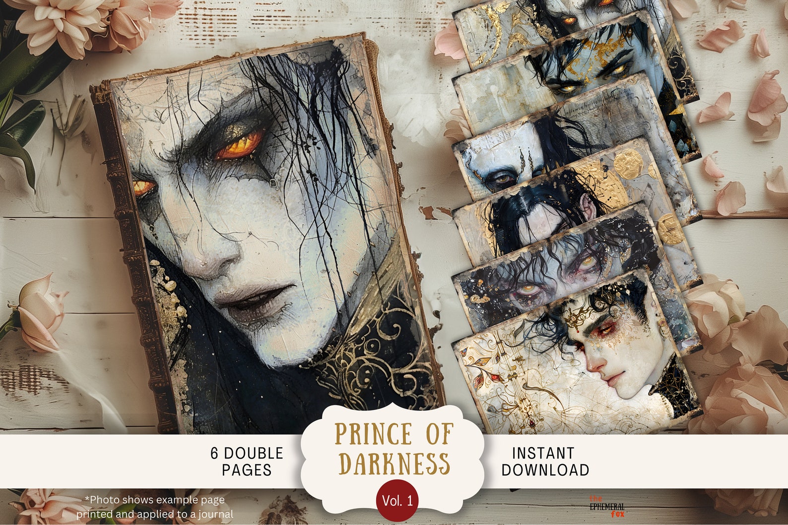 Vampire Junk Journal Pages, 6 Digital Scrapbook Pages 11 X 8.5 Art ...