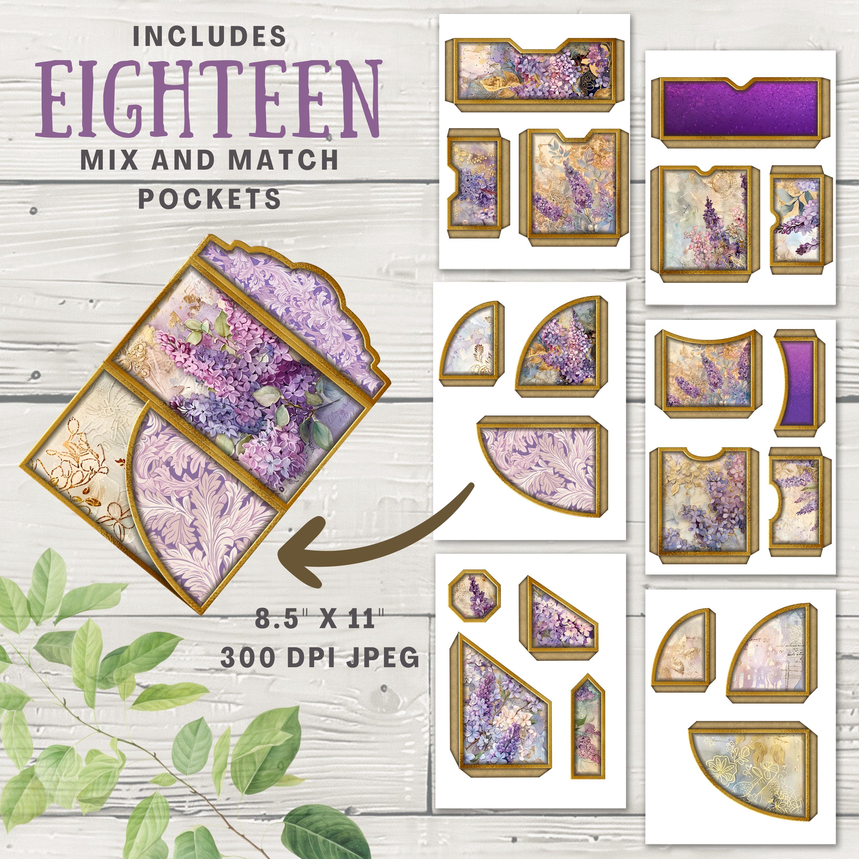 Golden Lilac Junk Journal Folio, 16 Digital Mix and Match Pages and ...