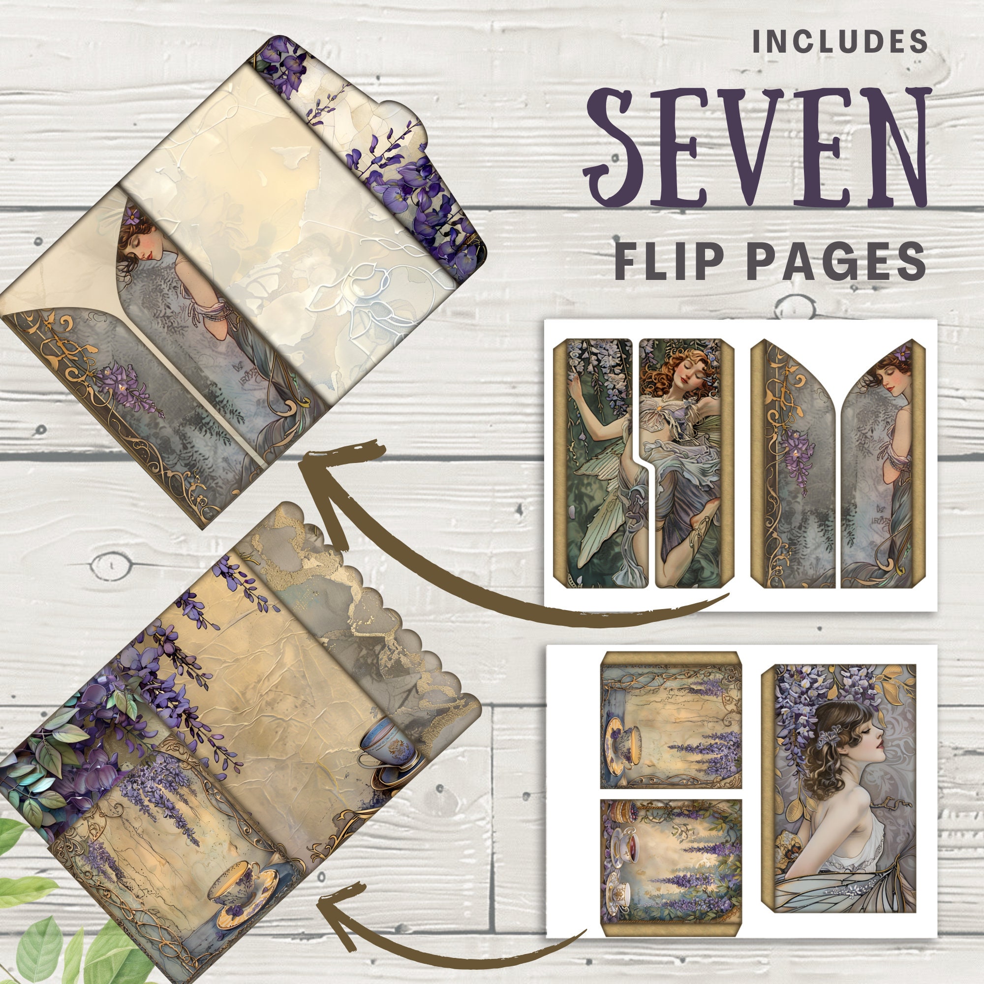Wisteria Junk Journal Folio, 16 Digital Mix and Match Pages and Pockets ...