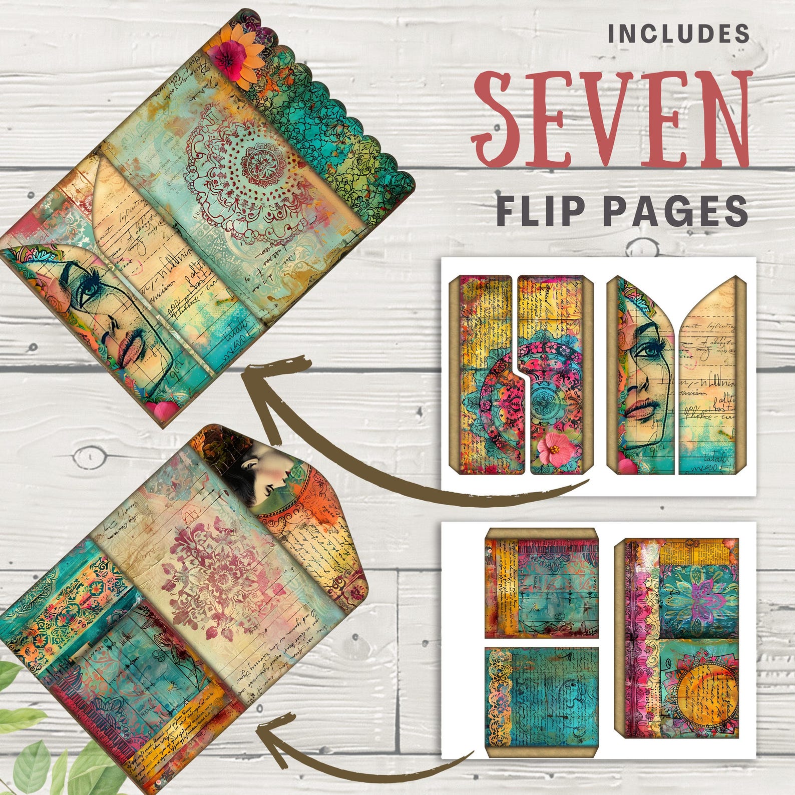 Hippie Batik Junk Journal Folio, 16 Digital Mix and Match Pages and ...