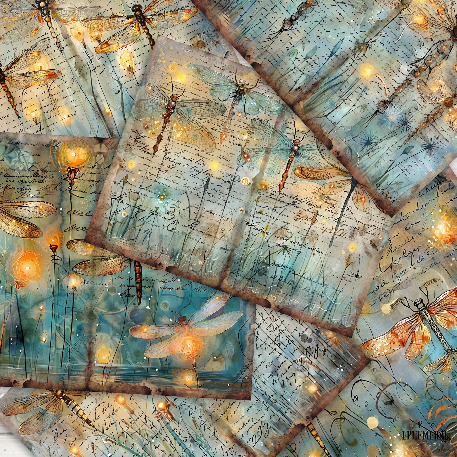 Mayfly Swamp Junk Journal Pages, 6 Digital Scrapbook Pages, 11 X 8.5" Art Printable Journal ...