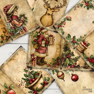 Vintage Classic Christmas Junk Journal Pages 6 Digital Scrapbook Papers ...
