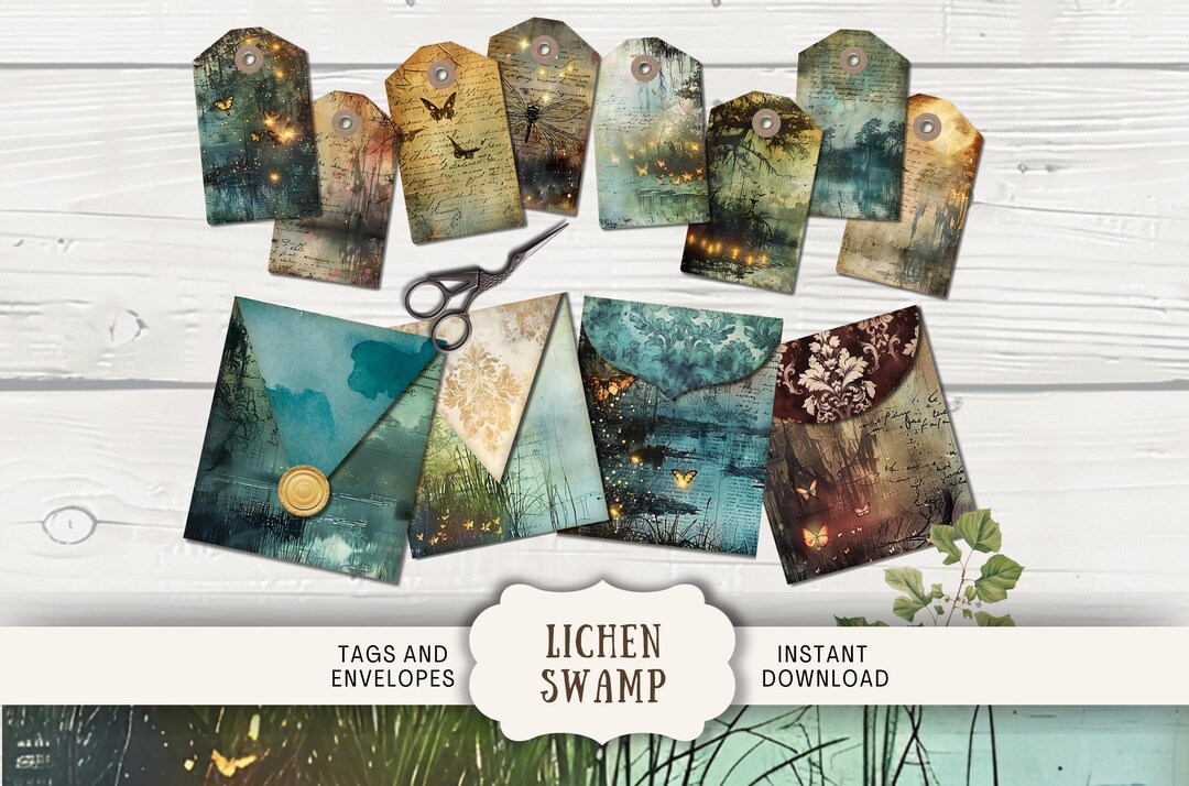 Lichen Swamp Junk Journal Ephemera Tags and Envelopes 4 Digital ...