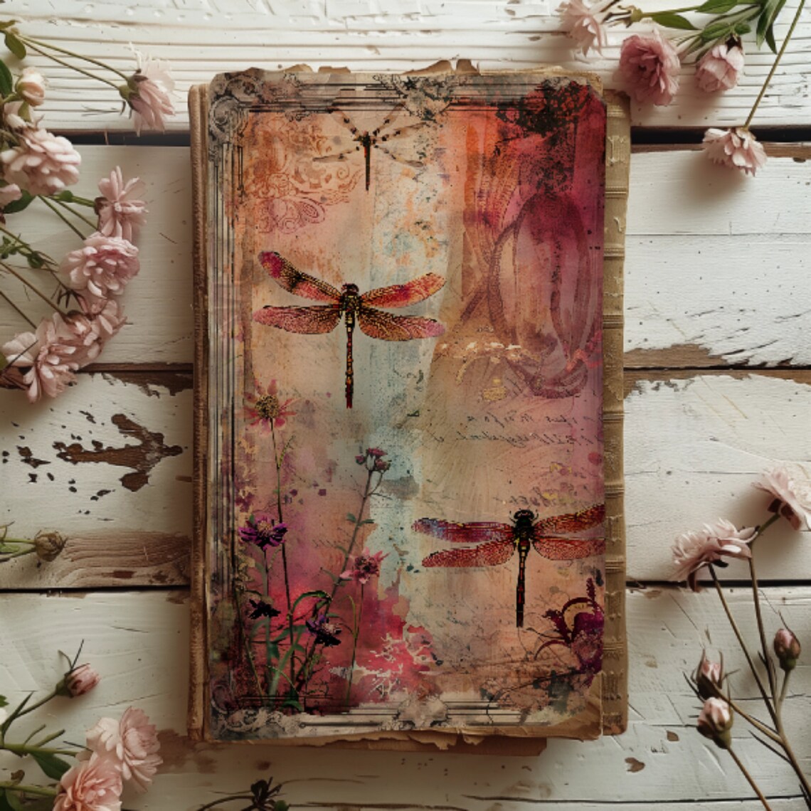 Dragonfly Junk Journal Papers Vol 3, 6 Digital Junk Journal Pages 11 X 8.5 Printable Journal ...