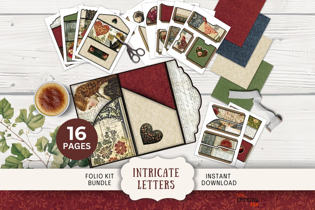 Love Letters Junk Journal Folio Kit, 16 Digital Mix and Match Pages ...