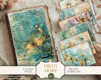 Spring Swamp Junk Journal Pages, 6 Digital Scrapbook Pages, 11 X 8.5 ...