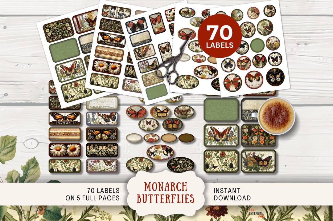Monarch Butterfly Dennison-style Labels Junk Journal Printable US ...