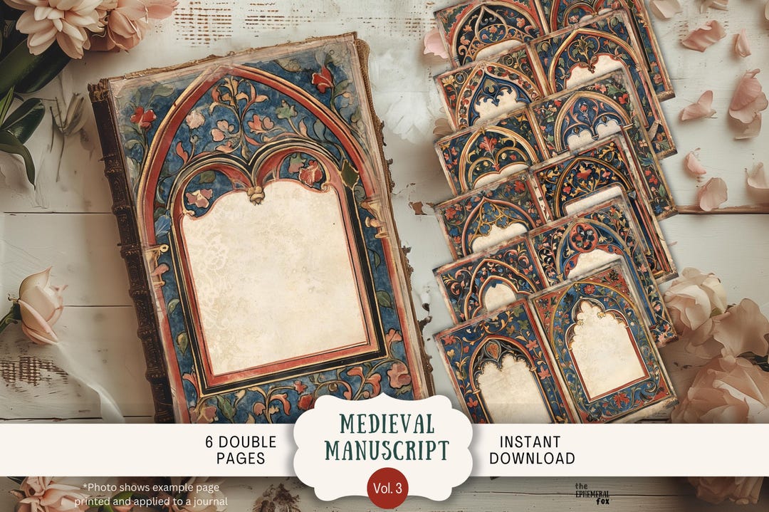 Medieval Junk Journal Pages, Vintage Gothic Printable, US Letter Size ...