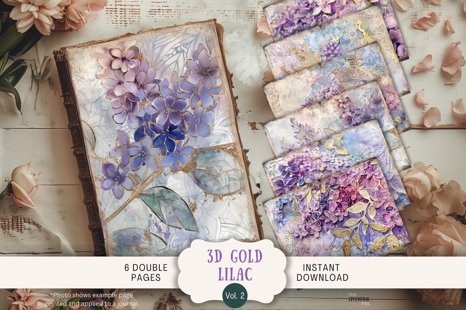 Lilac Junk Journal Pages 6 Digital Scrapbook Papers 11 X 8.5" Art ...