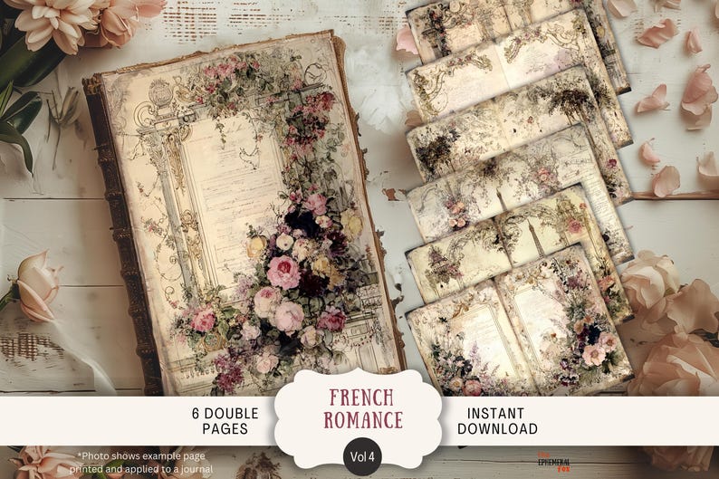 French Romance BUNDLE Junk Journal Kit Printable Papers Tags Tickets ...