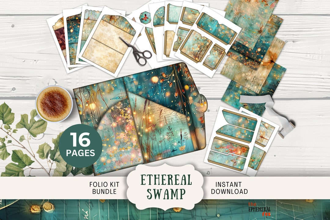 Ethereal Swamp Junk Journal Folio, 16 Digital Mix and Match Pages and ...