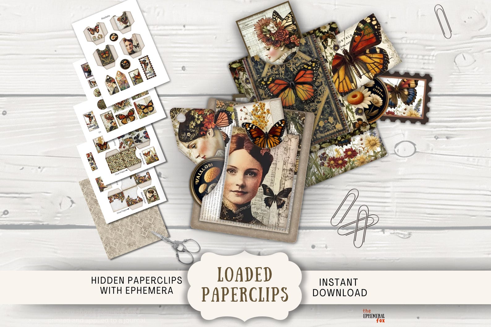 Hidden Paperclips Junk Journal Printable Loaded Paper Clips, Vintage ...