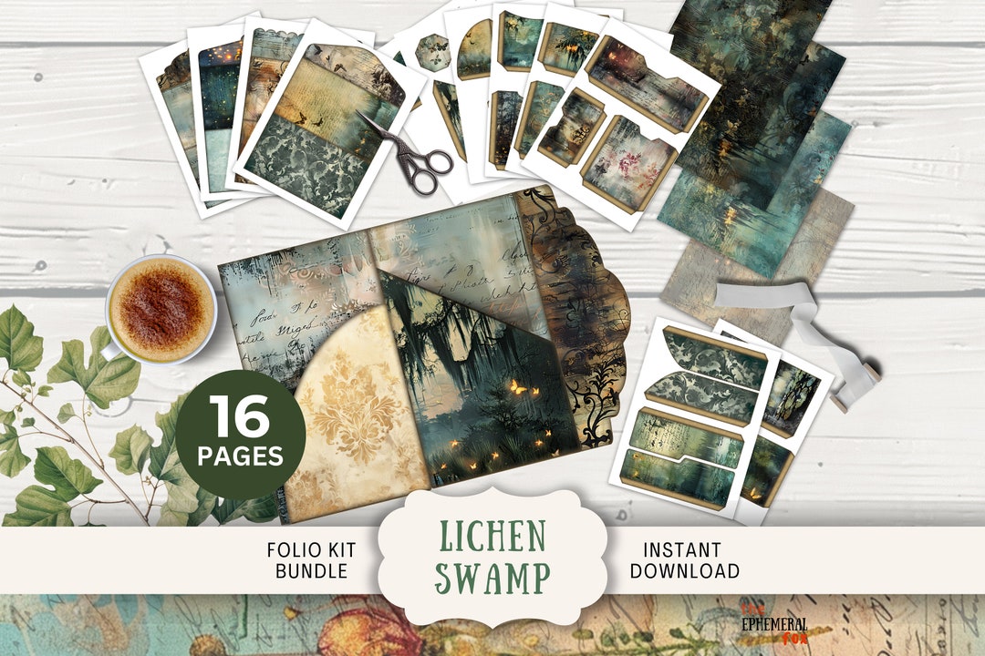 Lichen Swamp Junk Journal Folio, 16 Digital Mix and Match Pages and ...