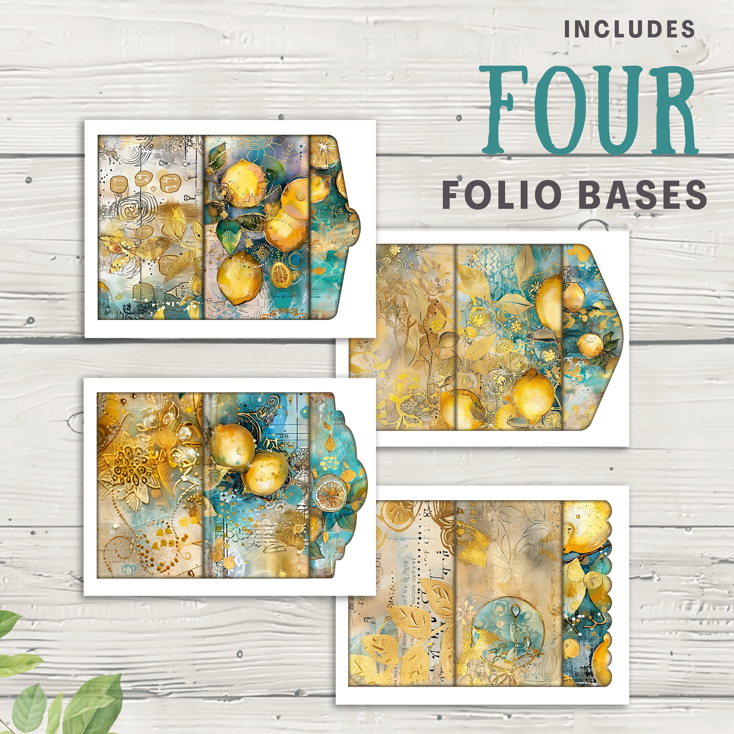 Teal Lemon Junk Journal Folio, 16 Digital Mix and Match Pages and ...
